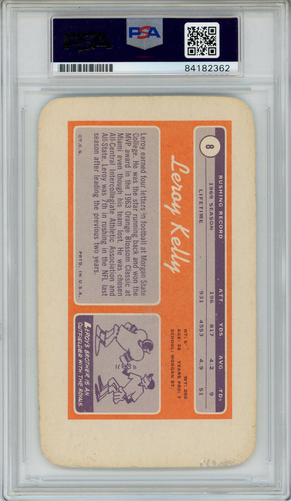 Leroy Kelly Autographed 1970 Topps Super #8 Trading Card PSA Slab 4382 ...
