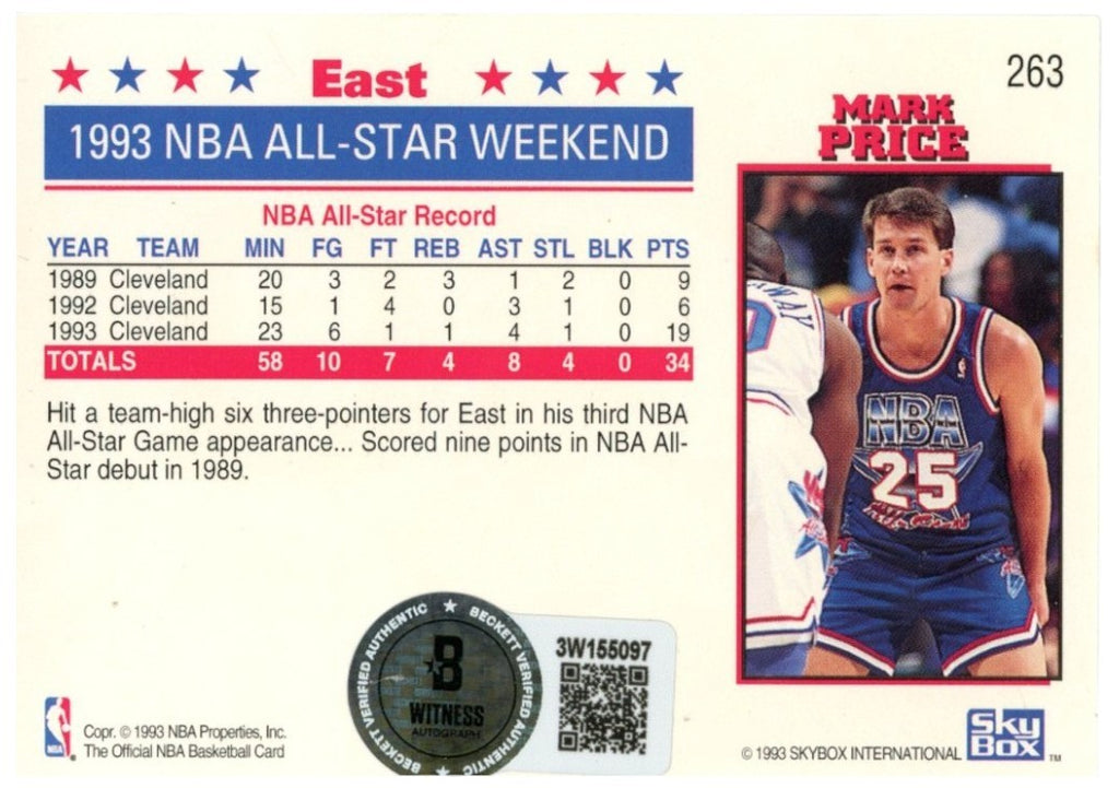 Mark Price Autographed/Signed 94-95 Hoops All-Star #234 Card Beckett 5 ...