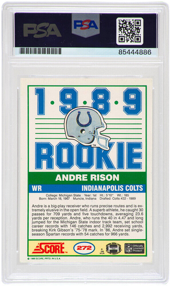 Andre Rison Signed Colts 1989 Score RC Football Card #272 w/Bad Moon ...