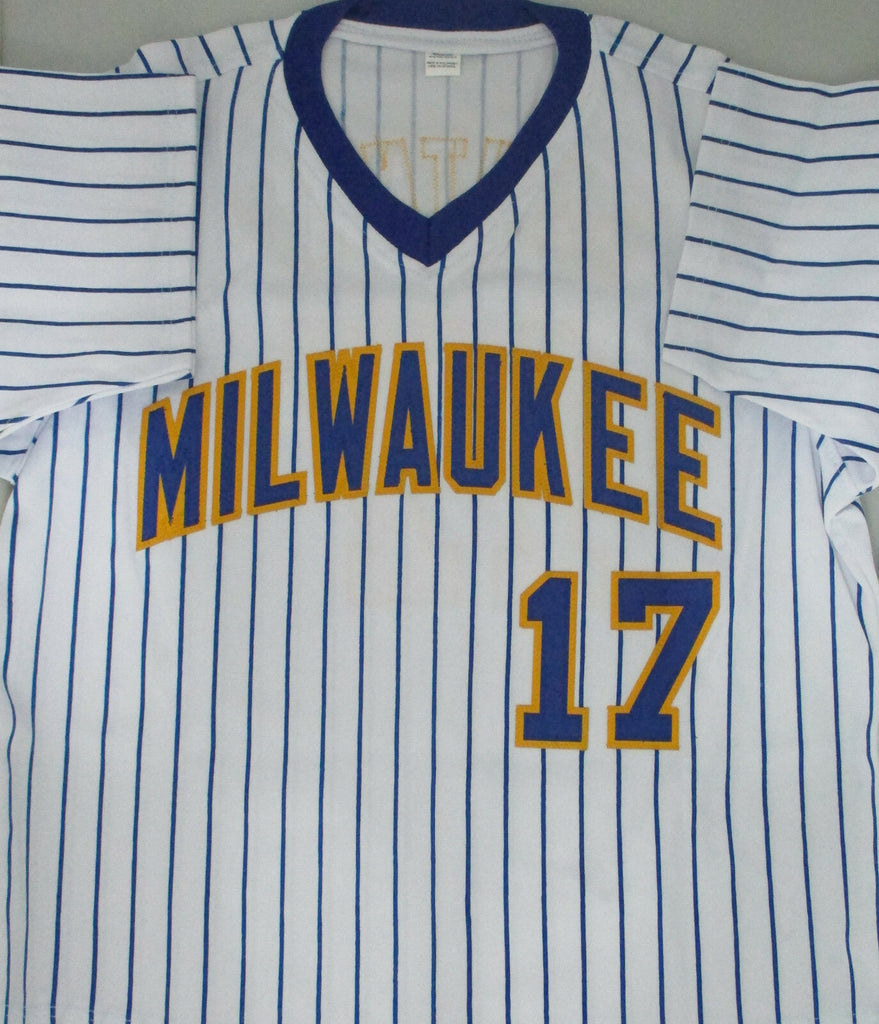 Brewers JIM GANTNER Signed Custom Replica Pin Stripe Retro Jersey AUTO ...