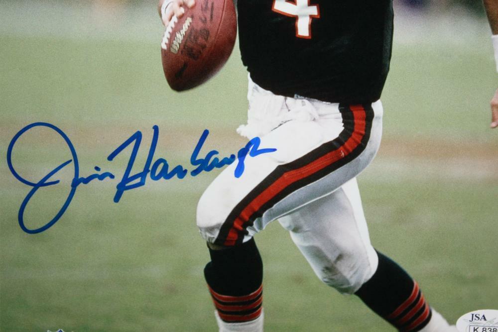 JIm Harbaugh Autographed Bears 8x10 Running Blue Jersey Photo- JSA Aut ...