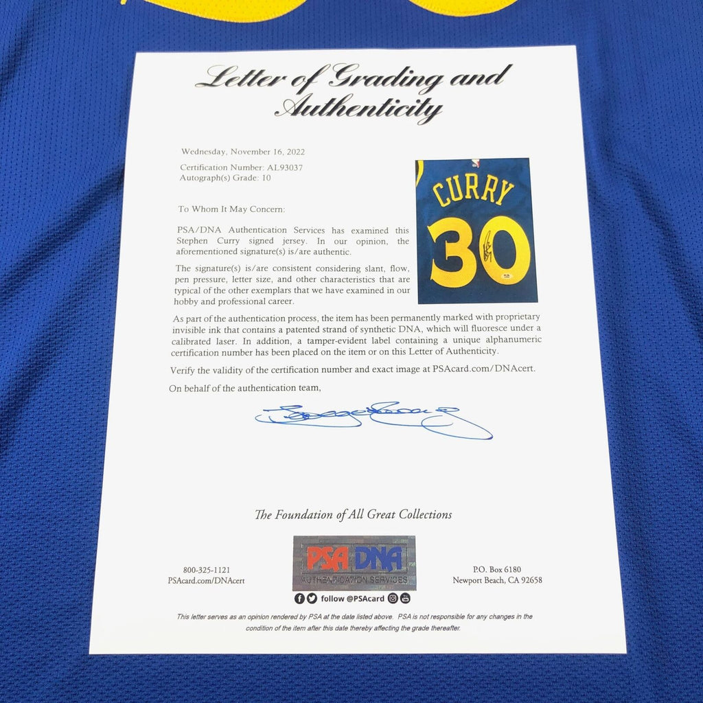 Stephen Curry signed jersey PSA/DNA Auto Grade 10 Autographed WARRIORS ...