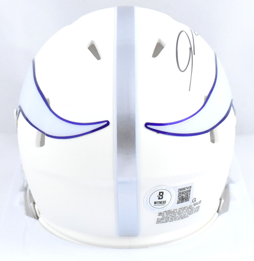 Jordan Addison Autographed Vikings ALT 2024 Speed Mini Helmet- Beckett ...