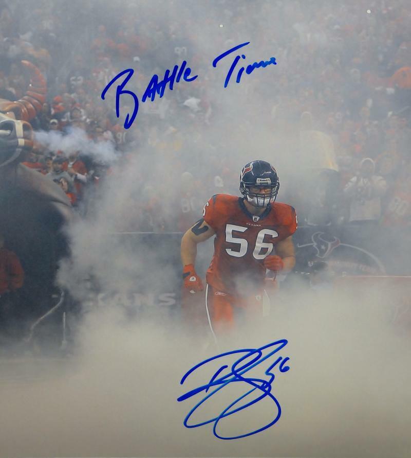 Brian Cushing Autographed Texans 16x20 In Smoke Photo W/ Battle Time ...