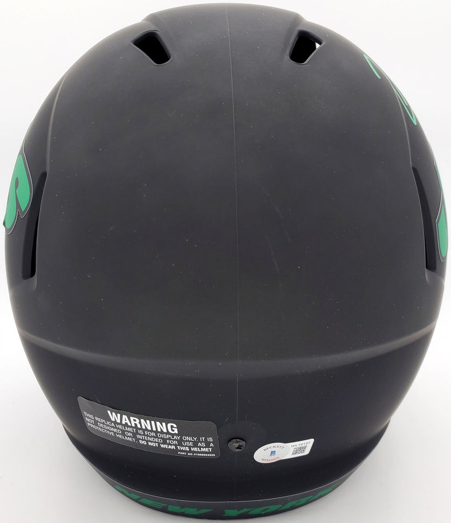 ZACH WILSON AUTOGRAPHED JETS ECLIPSE BLACK FULL SIZE HELMET BECKETT QR ...