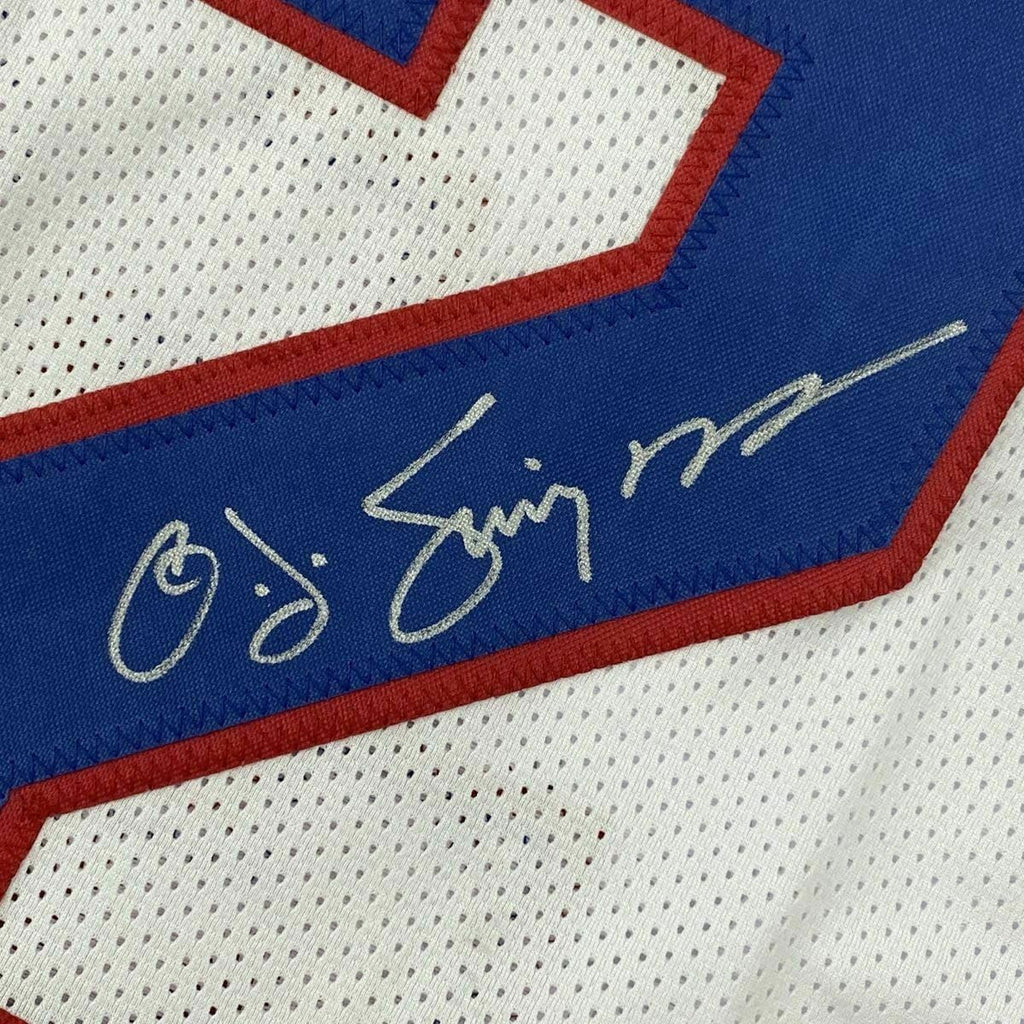 FRAMED Autographed/Signed OJ O.J. SIMPSON 33x42 Buffalo White Jersey J ...