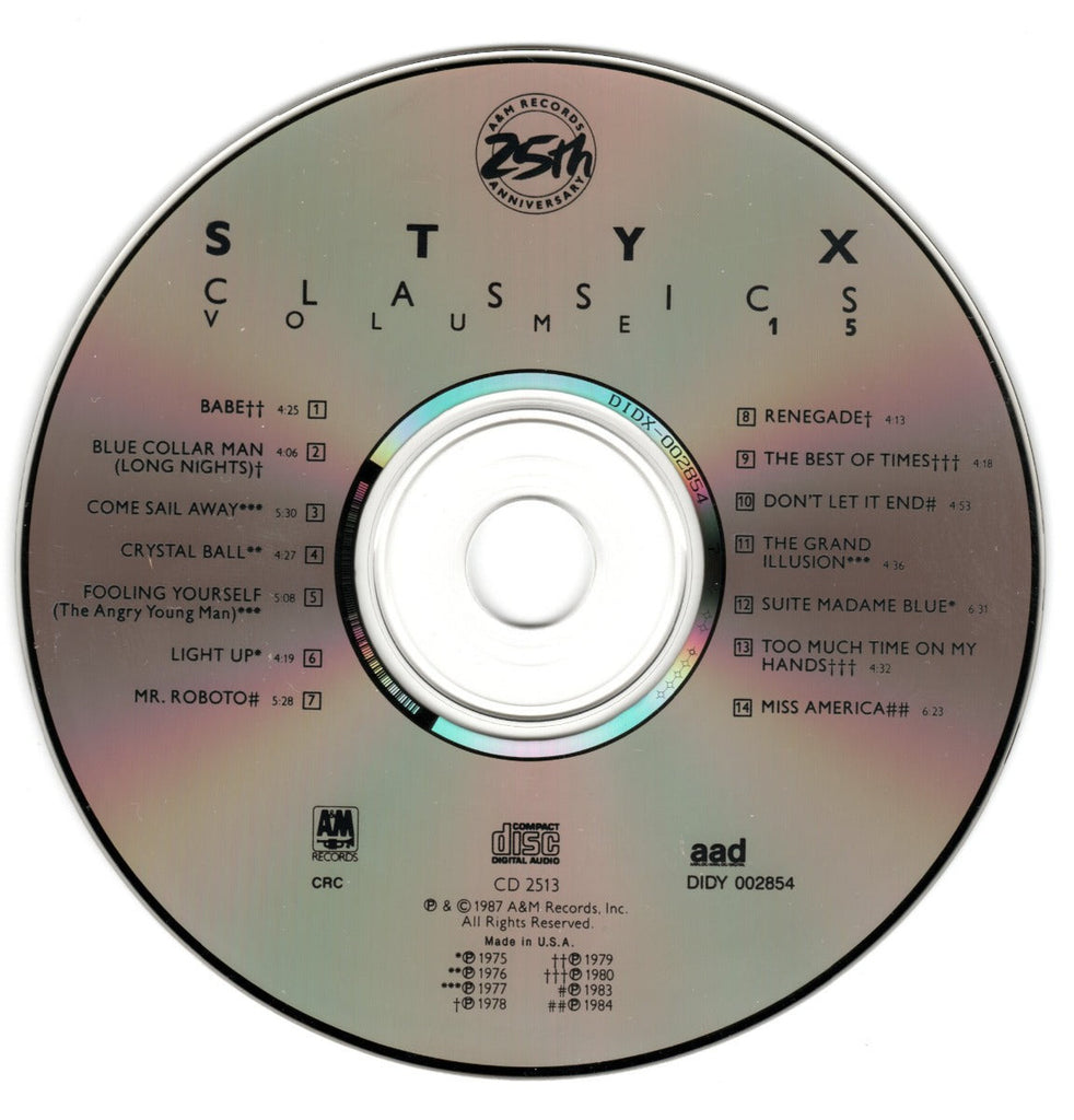Dennis Deyoung Autographed Styx Classics Vol. 15 CD Cover with Disc Be ...