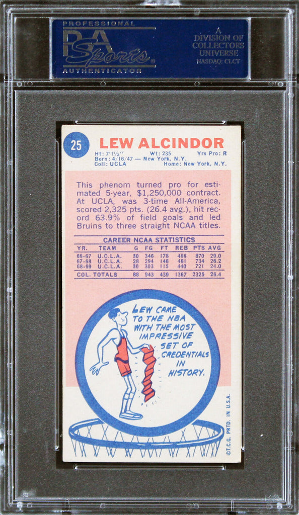 Bucks Kareem Abdul-Jabbar Signed 1969 Topps #25 Rookie Card Auto 10! P ...