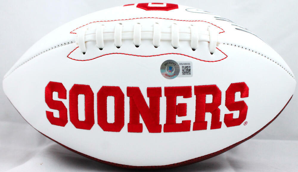 Adrian Peterson signed Oklahoma Sooners Logo Football-Beckett W Hologr ...