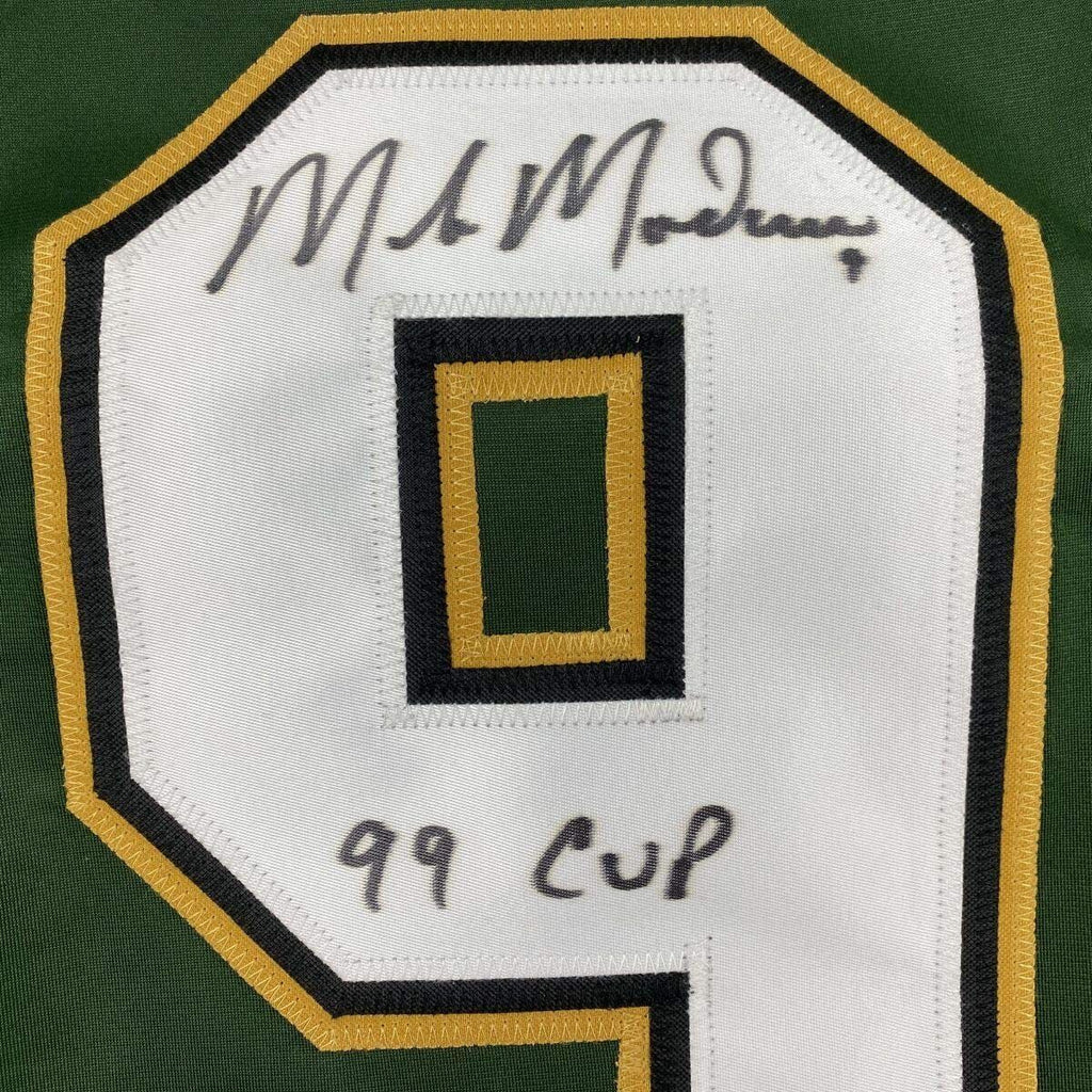Autographed/Signed Mike Modano 99 Cup Dallas Dark Green Jersey Beckett ...