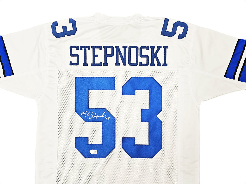 DALLAS COWBOYS MARK STEPNOSKI AUTOGRAPHED WHITE JERSEY BECKETT BAS QR ...