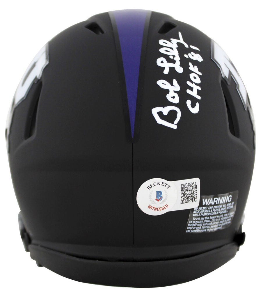 TCU Bob Lilly "CHOF 81" Authentic Signed Black Speed Mini Helmet BAS W ...