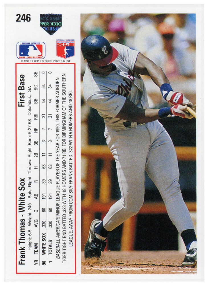 Frank Thomas Signed White Sox 1991 Upper Deck Card #246 - (SCHWARTZ SP ...