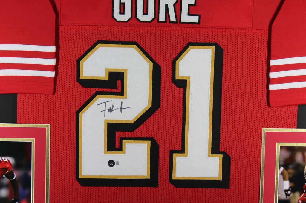 FRANK GORE (49ers red shadow SKYLINE) Signed Autographed Framed Jersey ...