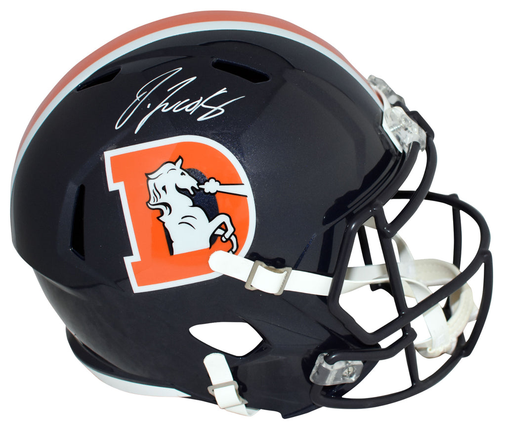 JERRY JEUDY SIGNED DENVER BRONCOS COLOR RUSH FULL SIZE SPEED HELMET BE ...