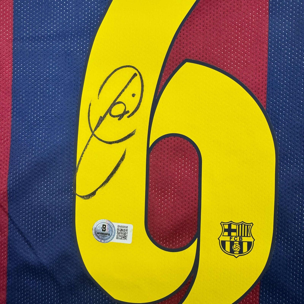 Framed Autographed/Signed Xavi 35x39 FC Barcelona Blue Jersey Beckett ...