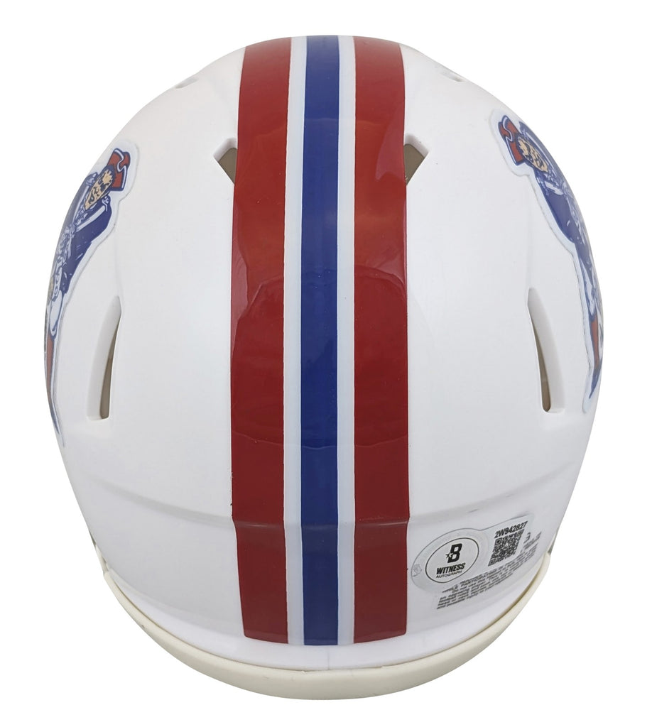 Patriots Christian Gonzalez Signed 1982-89 TB Speed Mini Helmet BAS Wi ...