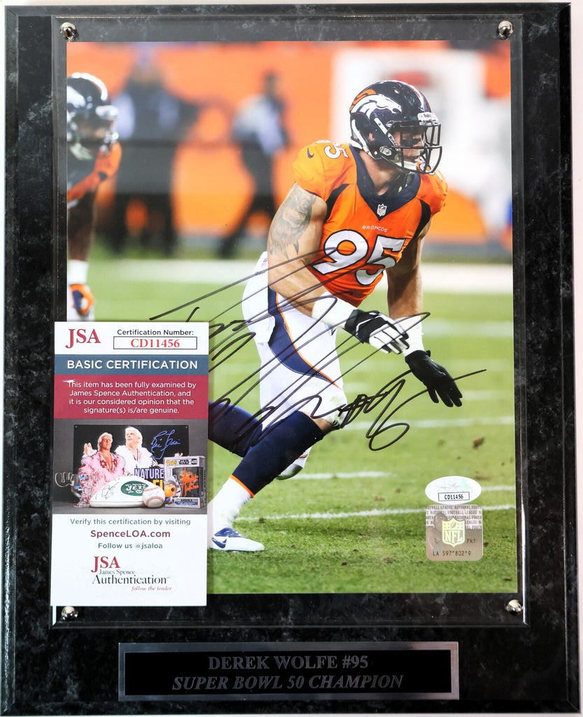 Derek Wolfe Autographed Denver Broncos 8x10 Photo with Plaque JSA COA ...