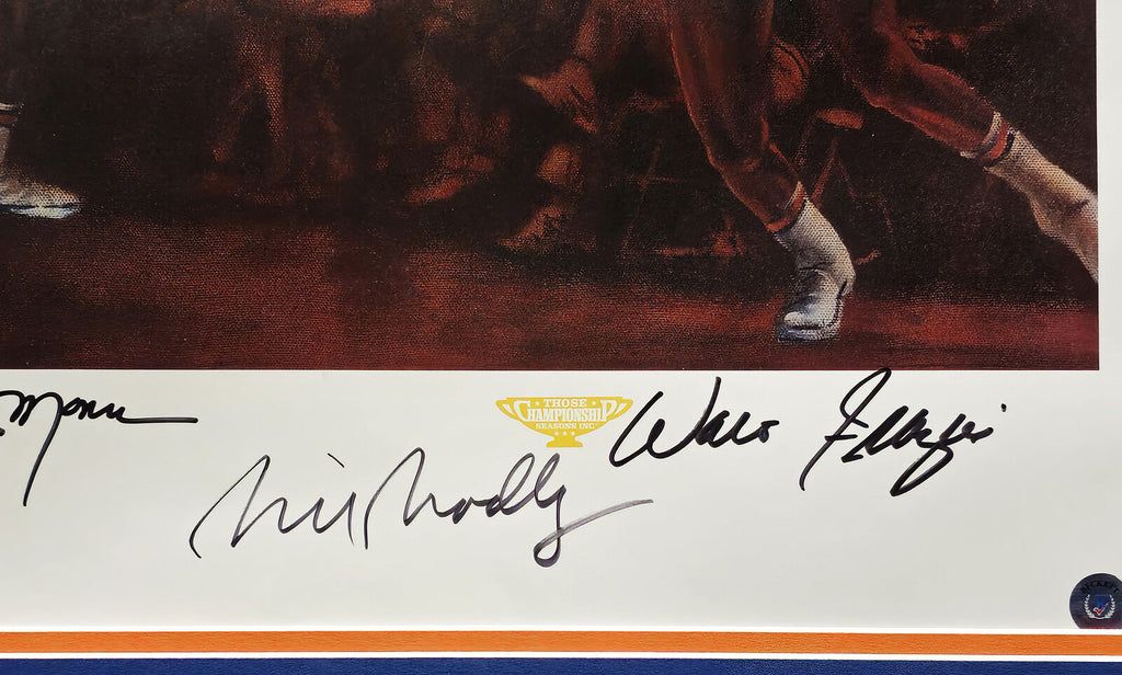 1973 NBA Champion Knicks Team Autographed Framed Litho 7 Sigs Beckett ...