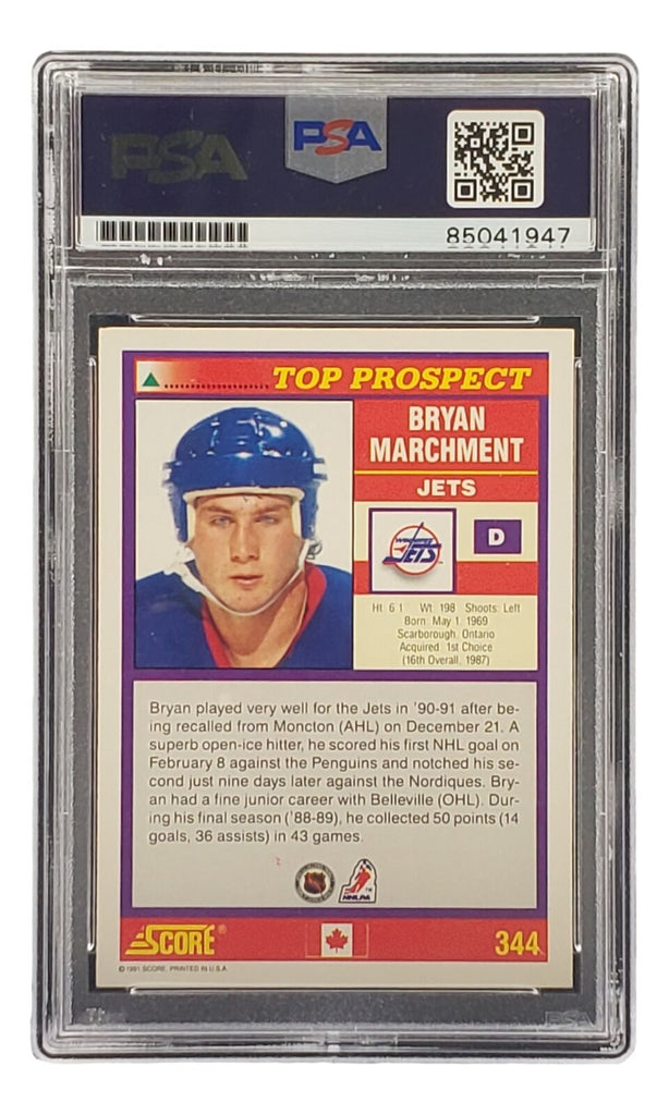 Bryan Marchment Signed 1991 Score #344 Winnipeg Jets Hockey Card PSA/D ...
