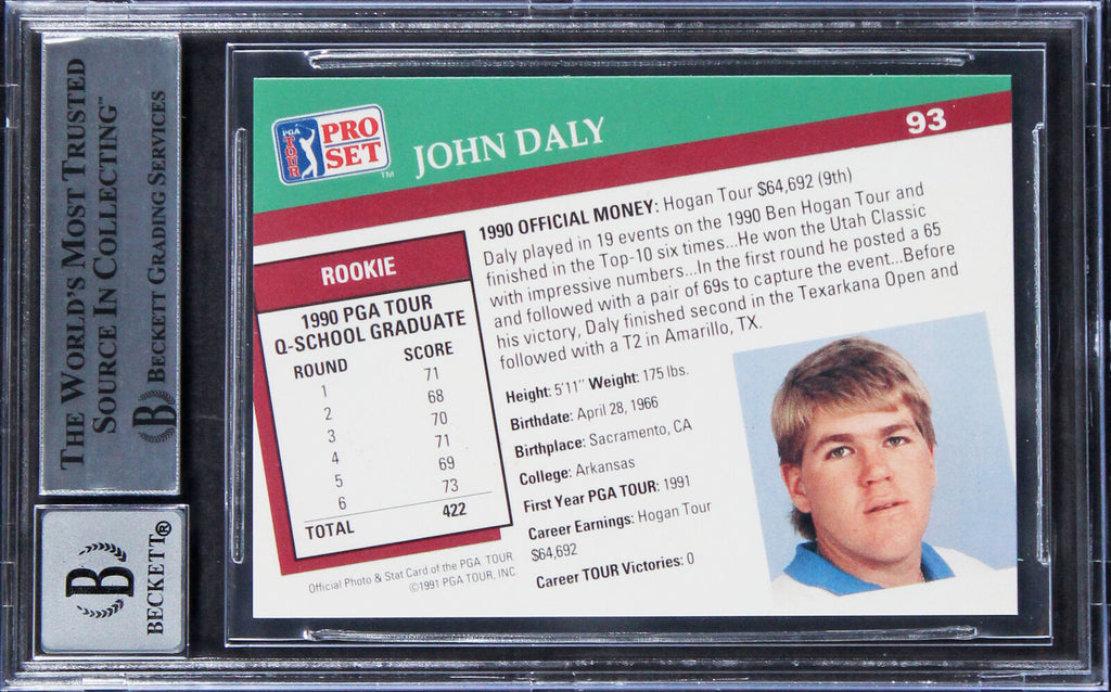 John Daly Authentic Signed 1991 Pro Set #93 Card Auto 10! w/ Black Sig ...