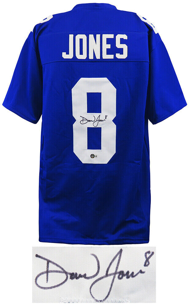 Daniel Jones Signed Blue Custom Football Jersey - (Beckett COA) – Super ...