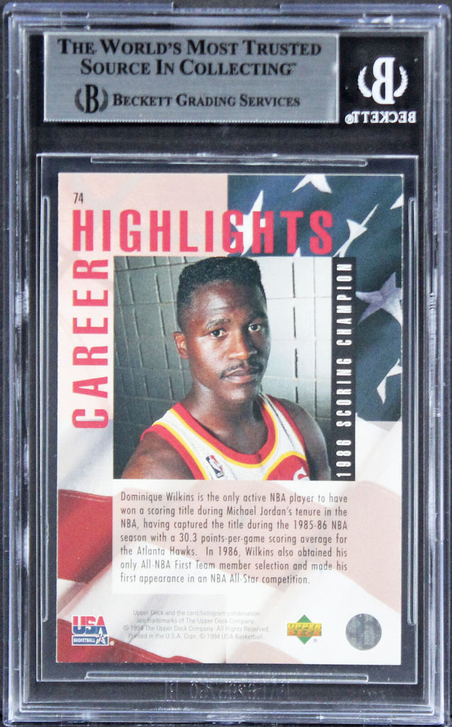 Hawks Dominique Wilkins Authentic Signed 1994 Upper Deck USA #74 Card ...