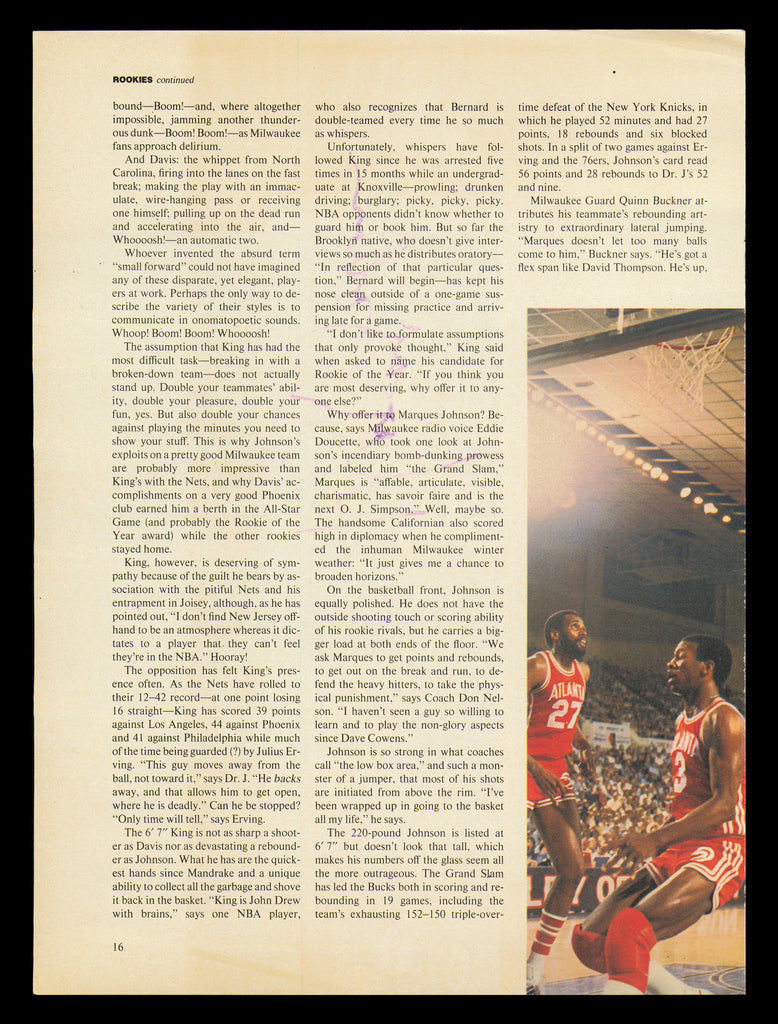 Marques Johnson Autographed 8x11 Magazine Photo Milwaukee Bucks SKU #2 ...