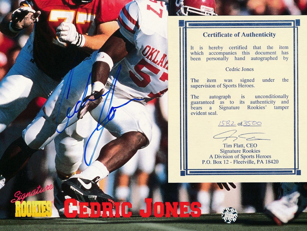 Cedric Jones Autographed Signature Rookies 1582 of 3500 8x10 Photo Okl ...