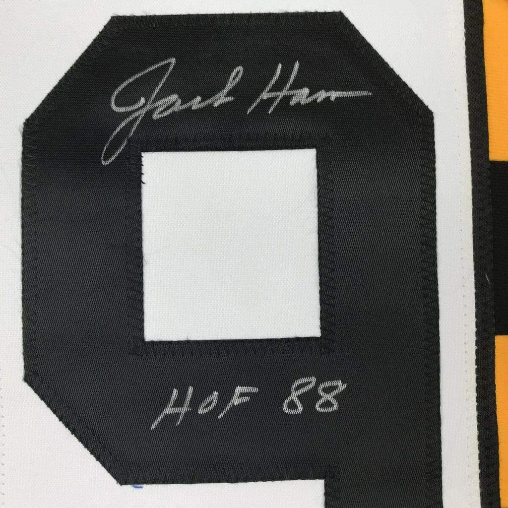 FRAMED Autographed/Signed JACK HAM HOF 88 33x42 Bumble Bee Jersey JSA ...