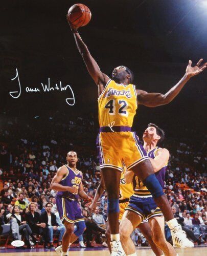 James Worthy Autographed 16x20 In The Air LA Lakers Photo- JSA Authent ...