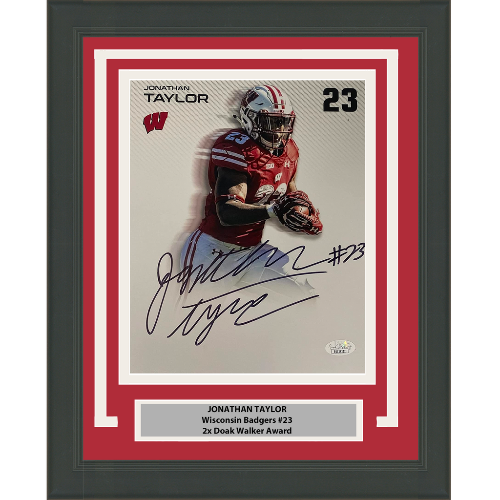 Framed Autographed/Signed Jonathan Taylor Wisconsin 8x10 Photo JSA COA ...