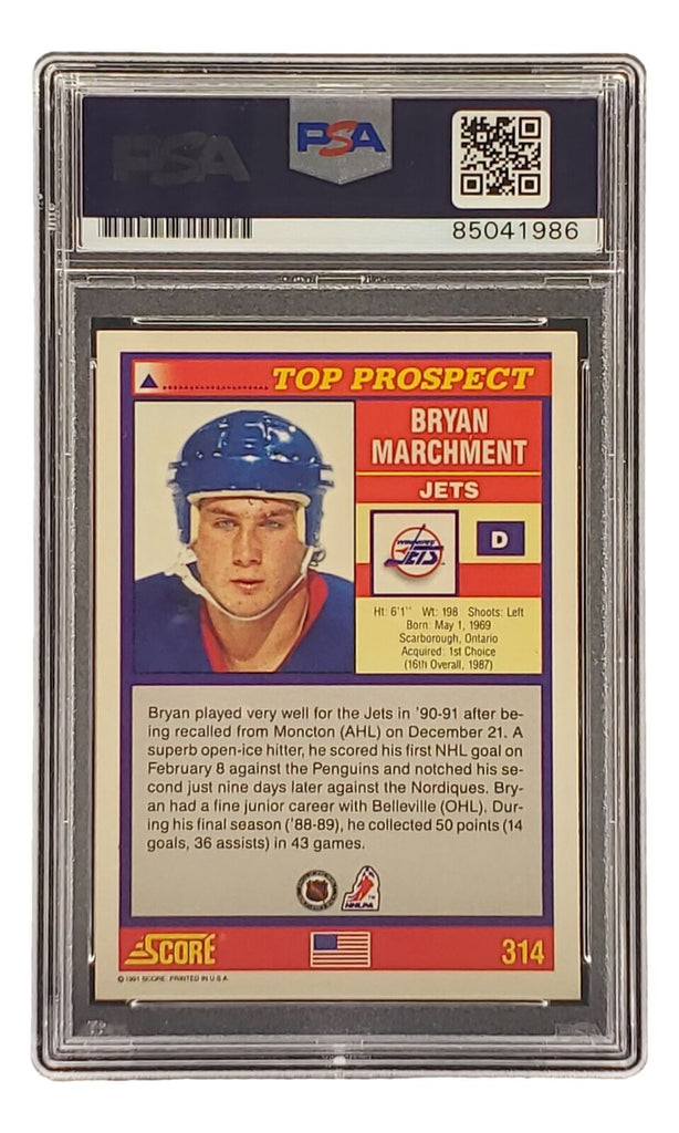 Bryan Marchment Signed 1991 Score #314 Winnipeg Jets Hockey Card PSA/D ...