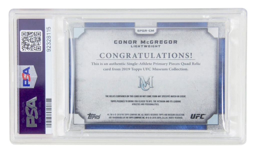 Conor McGregor Signed 2019 Topps UFC Museum Worn Relic /50 - PSA 6 Aut ...