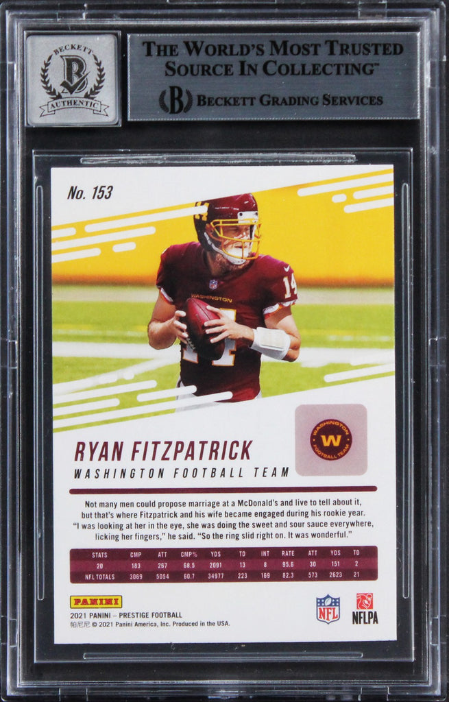 Commanders Ryan Fitzpatrick Signed 2021 Prestige XPD #153 Card Auto 10 ...