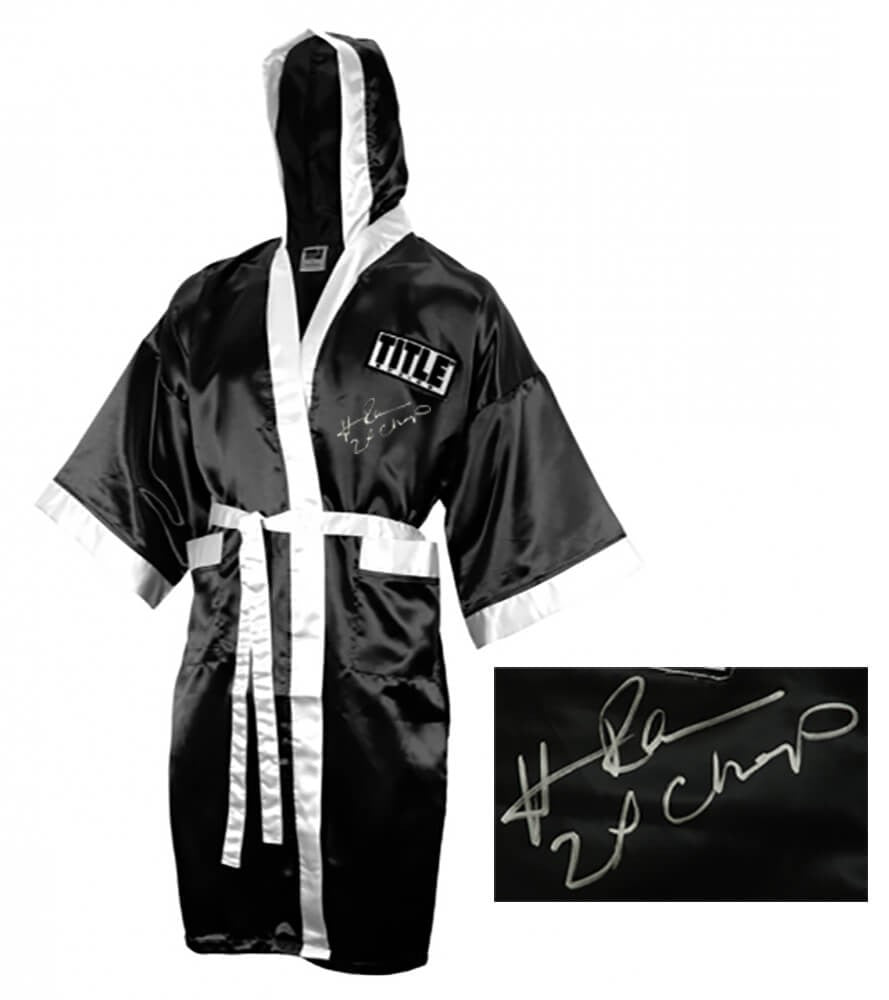 Hasim Rahman Signed Title Black & White Boxing Robe w/2x Champ - (SCHW ...
