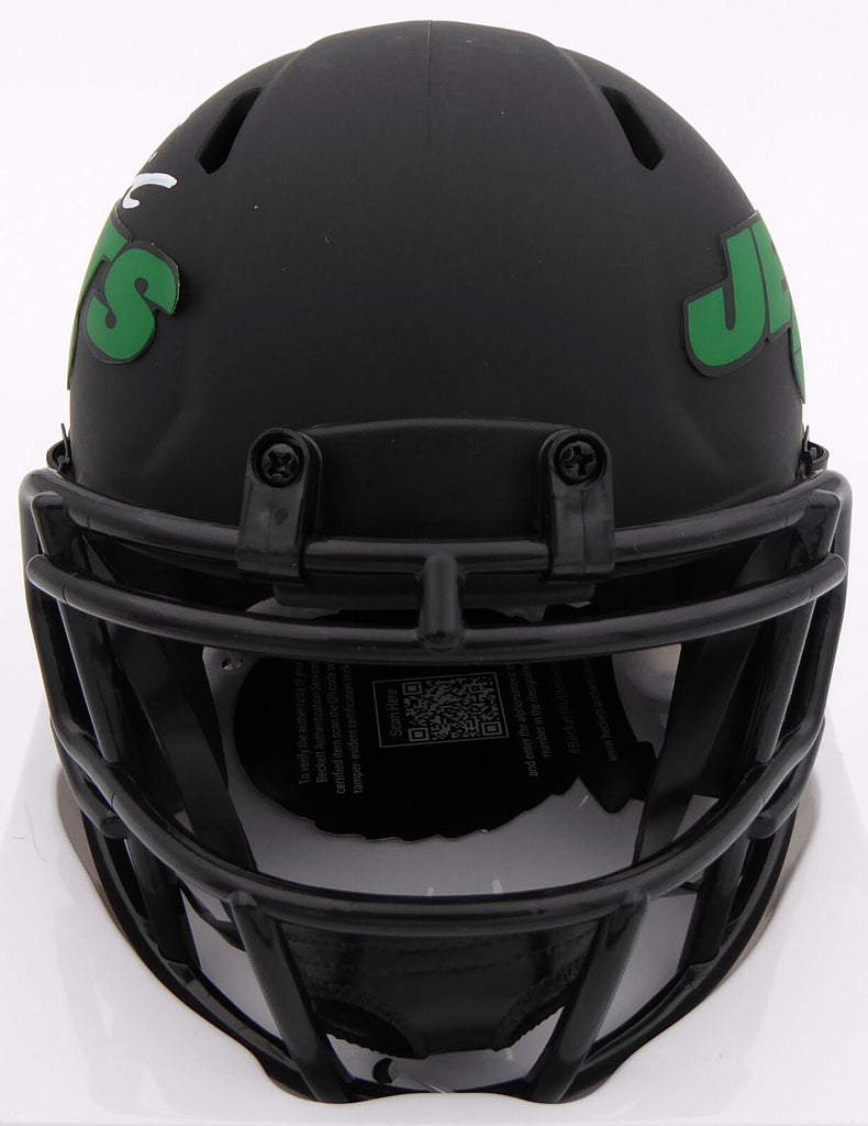 ZACH WILSON AUTOGRAPHED JETS ECLIPSE BLACK SPEED MINI HELMET BECKETT Q ...