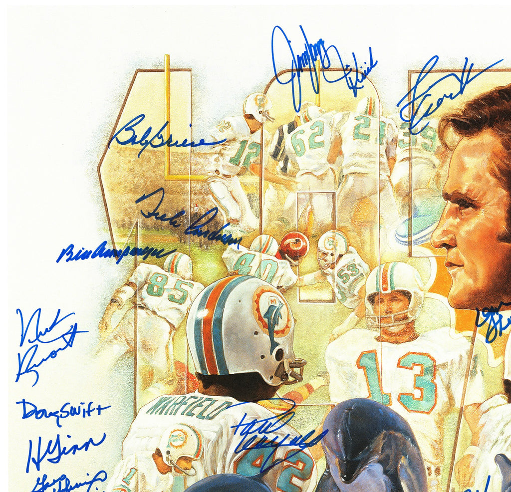1972 DOLPHINS PERFECT SEASON AUTOGRAPHED 20X24 LITHO 40 SIGS SHULA FAN ...