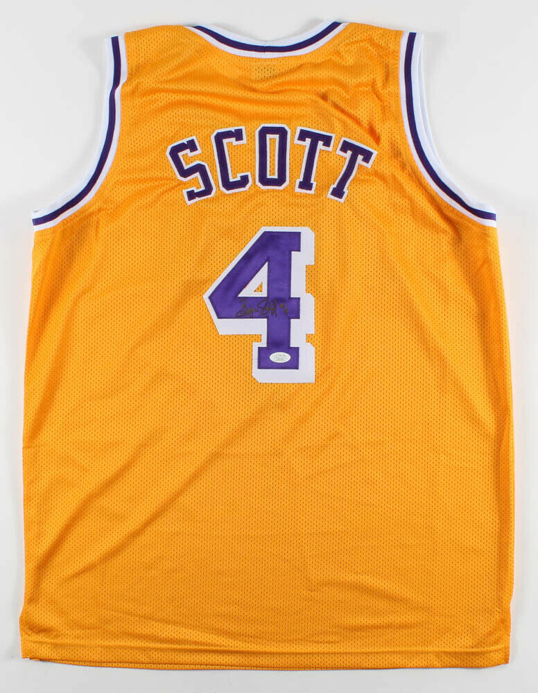 Byron Scott Signed Los Angeles Lakers Yellow Jersey (JSA COA) 3xNBA Ch ...