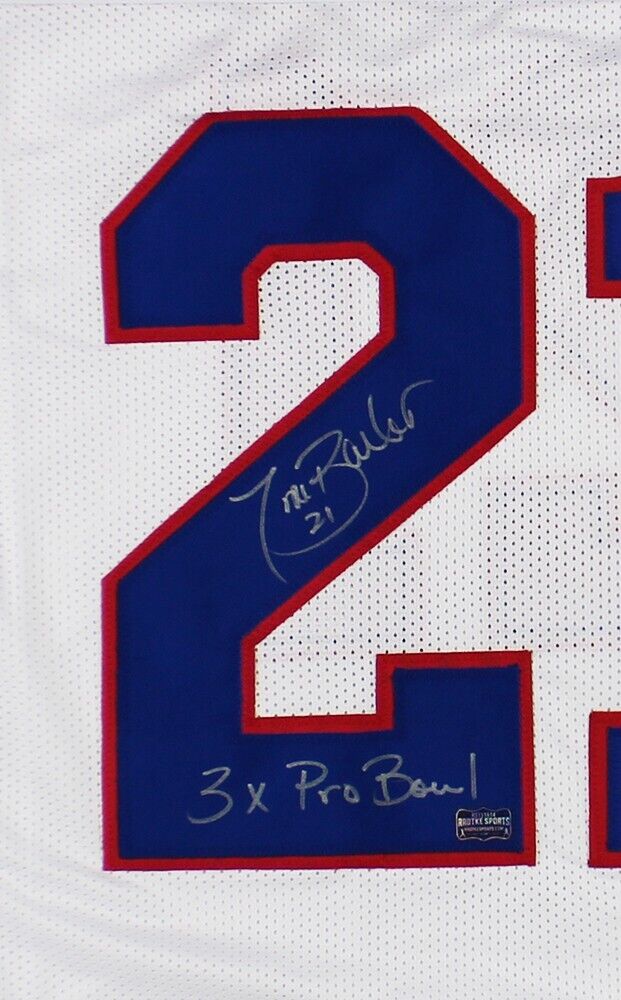 Tiki Barber New York Custom White Jersey with "3x Pro Bowl" Inscriptio ...