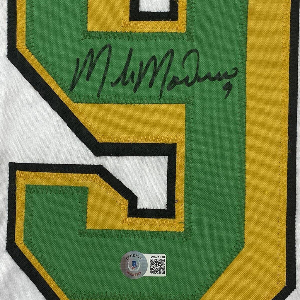 FRAMED Autographed/Signed MIKE MODANO 33x42 White Hockey Jersey Becket ...