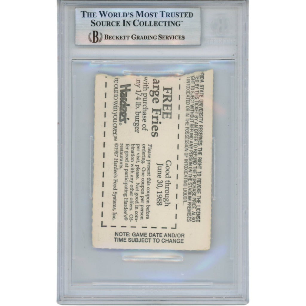 Deion Sanders Autographed Florida State Seminoles 1987 Ticket Beckett ...