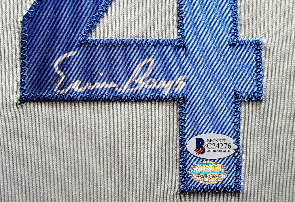 CHICAGO CUBS ERNIE BANKS AUTOGRAPHED FRAMED GRAY JERSEY BECKETT BAS 20 ...