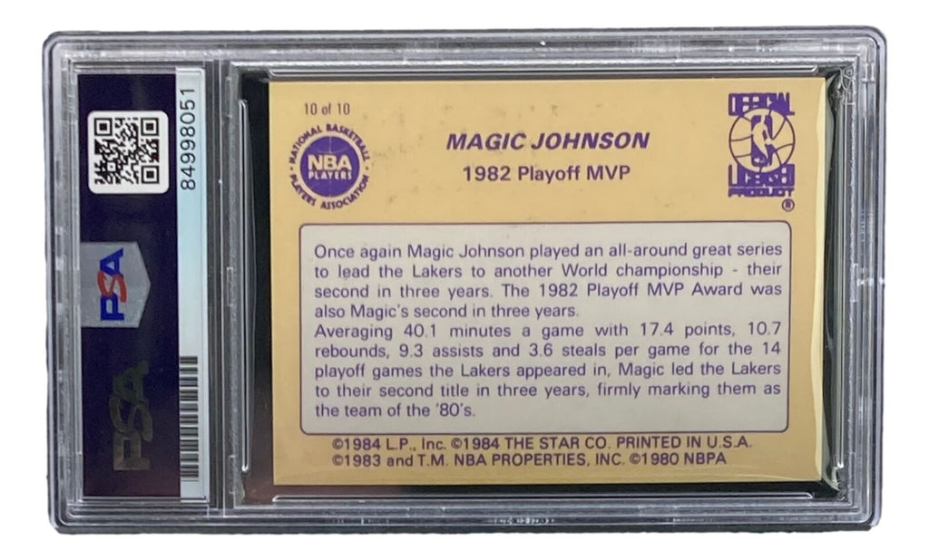 Magic Johnson Signed LA Lakers 1986 Star #10 Trading Card PSA/DNA Gem ...