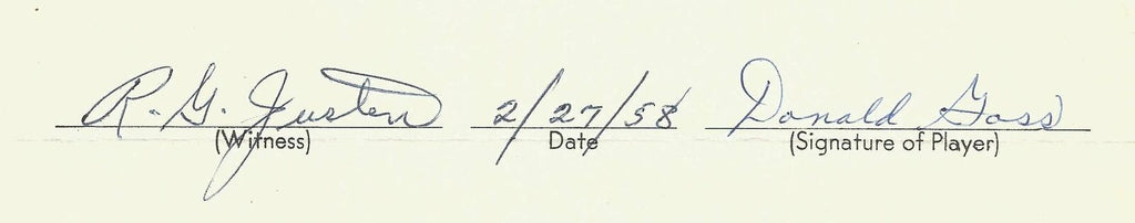 Donald Goss Cleveland Browns Signed/Autographed 1958 NFL Injury Clause ...