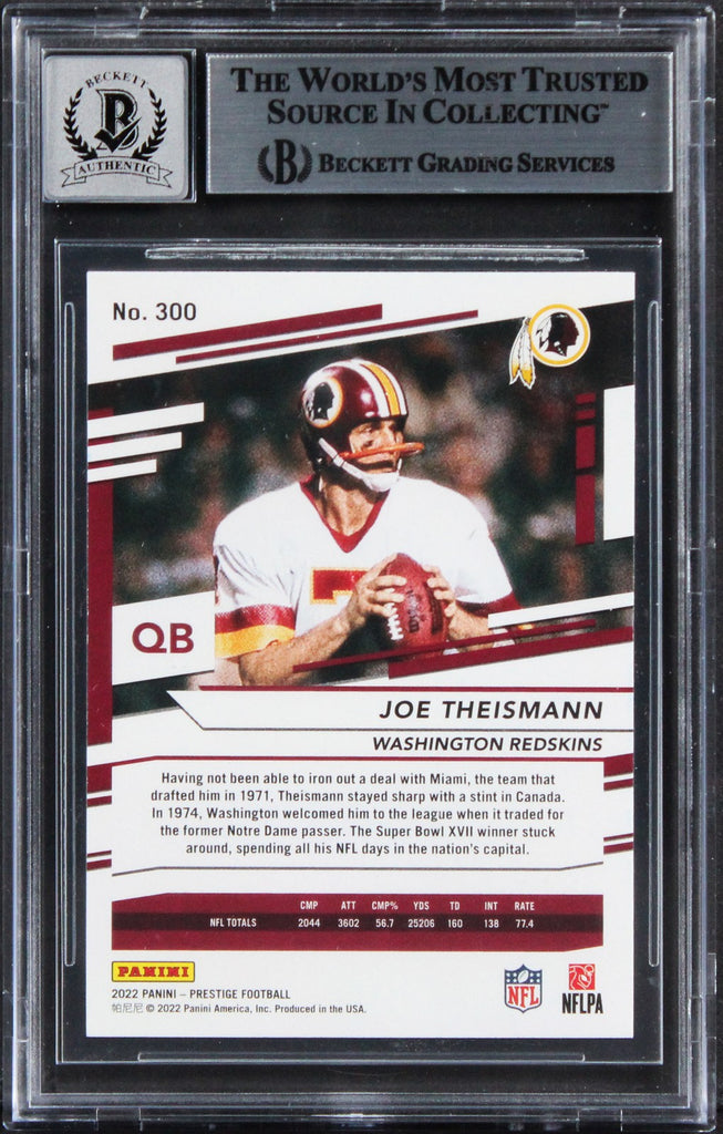 Commanders Joe Theismann Signed 2022 Prestige #300 Card Auto 10! BAS S ...