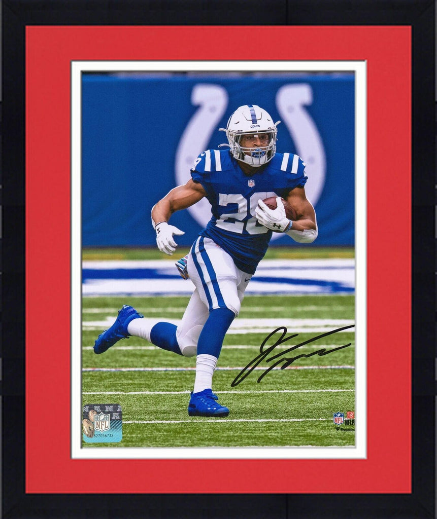 FRMD Jonathan Taylor Colts Signed 8x10 Blue Jersey Running Photograph ...