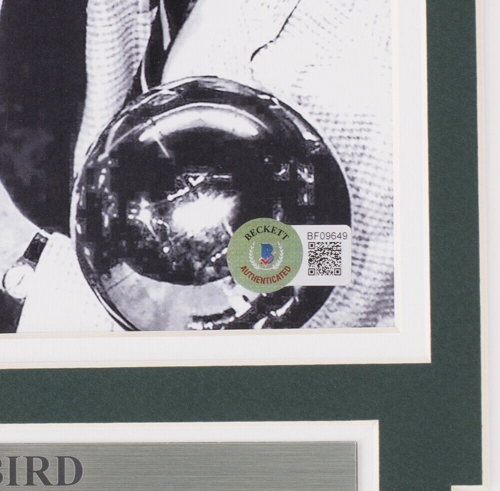 Larry Bird Signed Framed Celtics 8x10 Celebration with Red Auerbach Ph ...