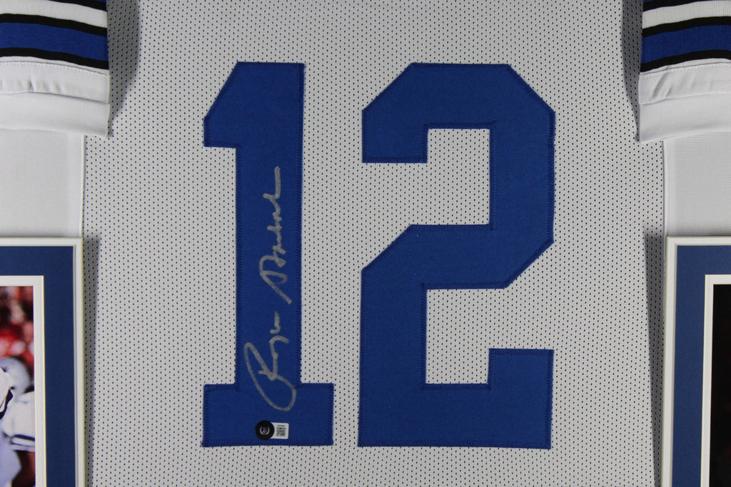 Roger Staubach Autographed/Signed Pro Style White XL Framed Jersey Bec ...