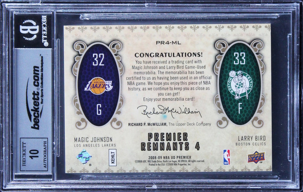 Magic Johnson & Larry Bird Signed 2008 UD PRQC #PR4ML 8/25 Card Auto 1 ...